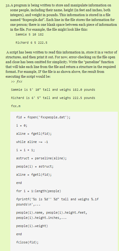 MATLAB PLEASE! 32. A program is being written to | Chegg.com