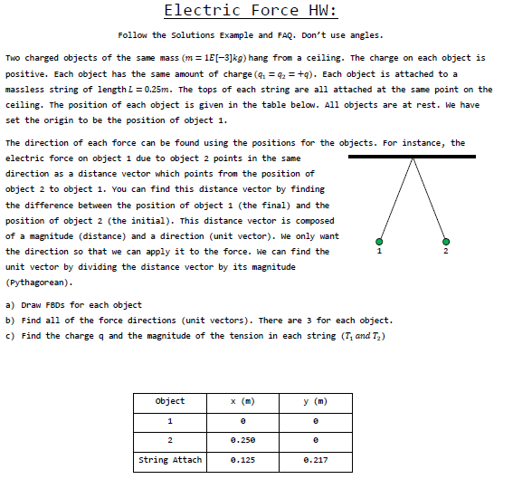 Solved Electric Force HW: Follow the solutions Example and | Chegg.com