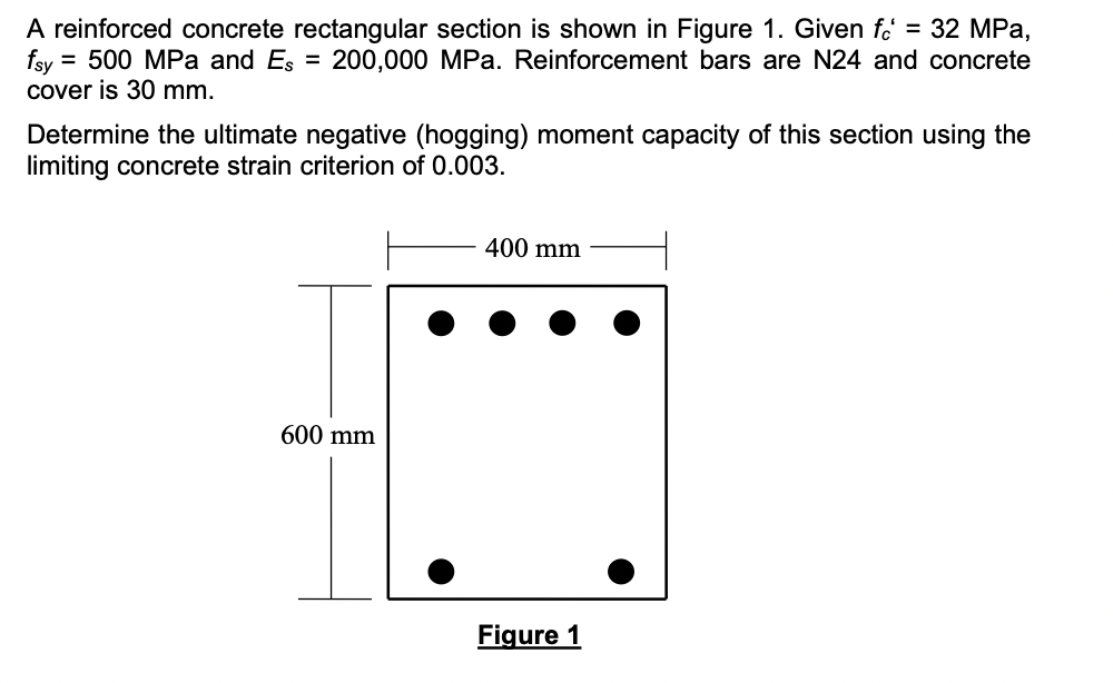 Solved A reinforced concrete rectangular section is shown in | Chegg.com
