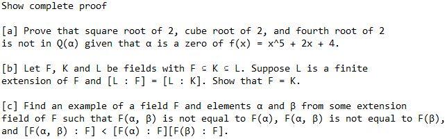 Solved Show complete proof [a] Prove that square root of 2, | Chegg.com
