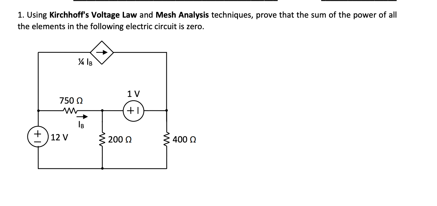 Solved 1. Using Kirchhoff's Voltage Law and Mesh Analysis | Chegg.com