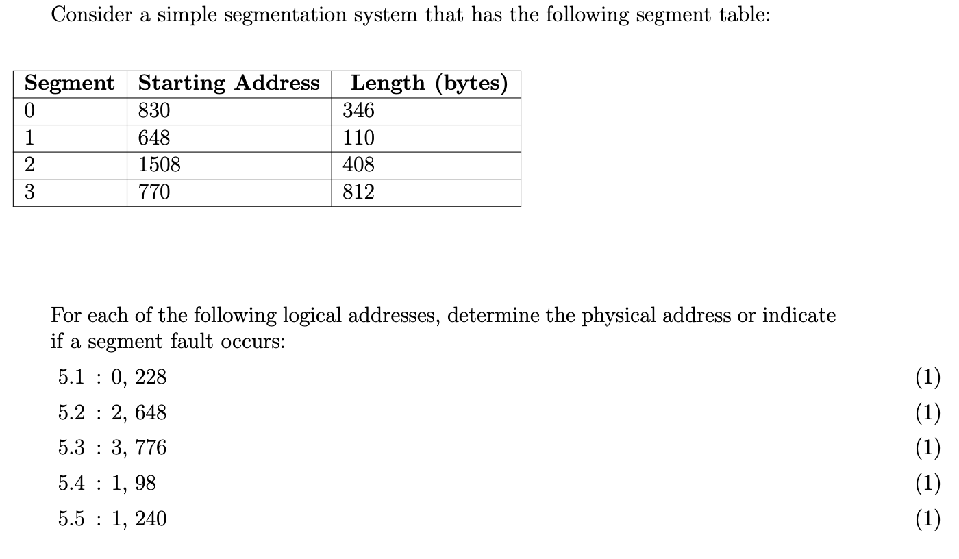 Solved Consider A Simple Segmentation System That Has The