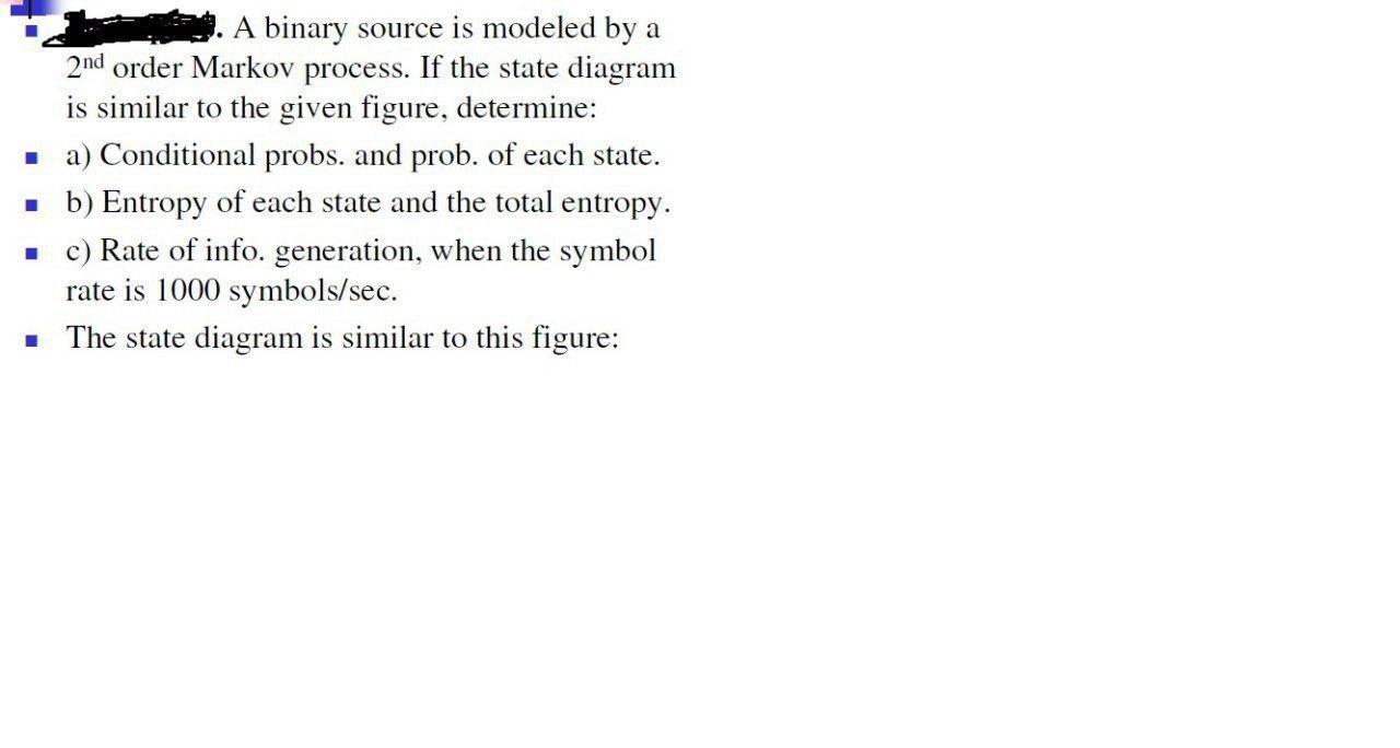 Solved A Binary Source Is Modeled By A 2nd Order Markov 2895