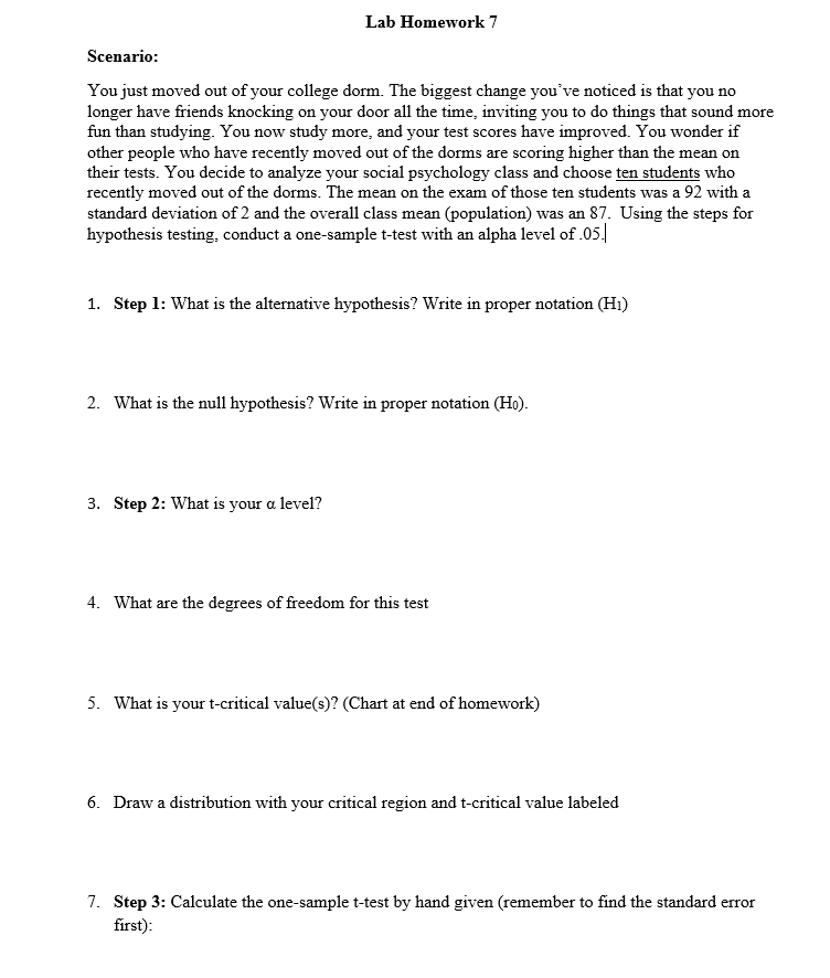 Solved Lab Homework 7 Scenario: You just moved out of your | Chegg.com