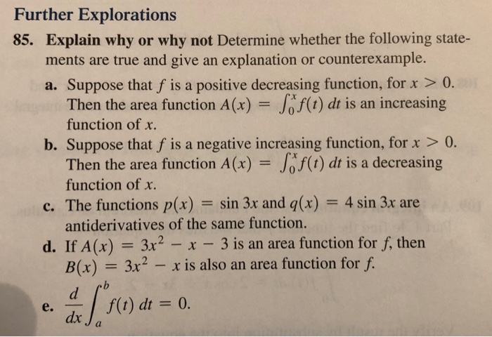 Solved Further Explorations 85. Explain why or why not | Chegg.com