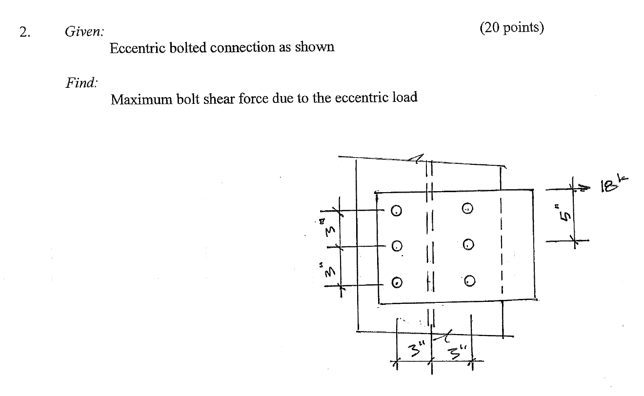 Solved 2. Given: (20 points) Eccentric bolted connection as | Chegg.com