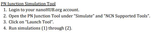 PN Junction Simulation Tool 1. Login to your | Chegg.com