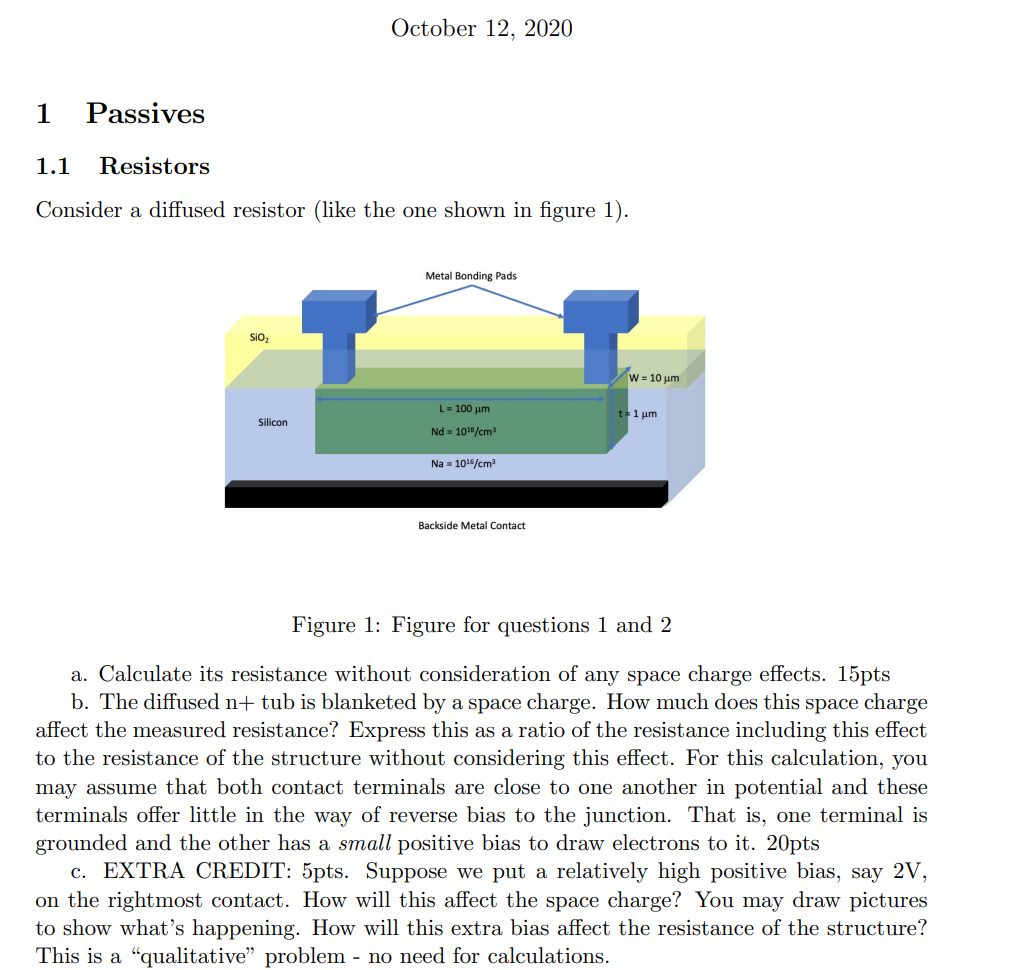 October 12, 2020 1 Passives 1.1 Resistors Consider a | Chegg.com