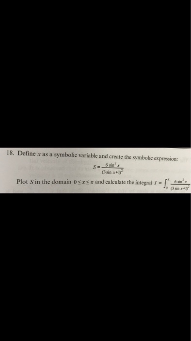 Solved 18 Define X As A Symbolic Variable And Create The 2071