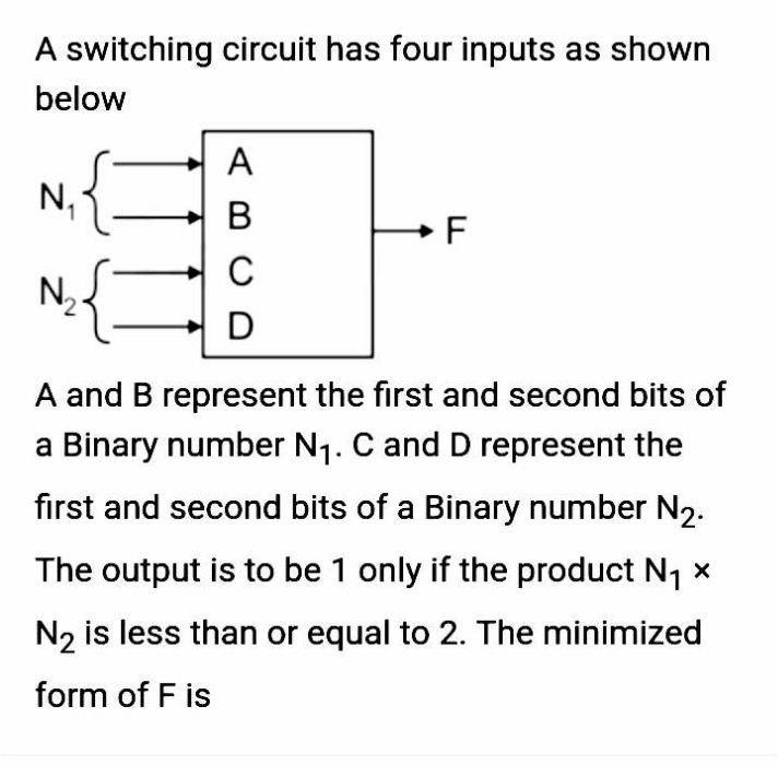Solved A switching circuit has four inputs as shown below N | Chegg.com