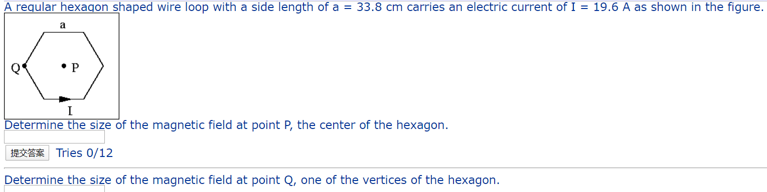 Solved A regular hexagon shaped wire loop with a side length | Chegg.com