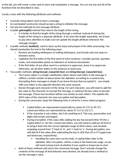 Solved In this lab, you will create a class used to store | Chegg.com