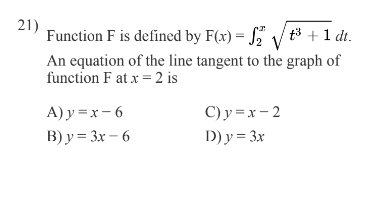 Solved Function F ﻿is defined by F(x)=∫2xt3+12dt.An equation | Chegg.com