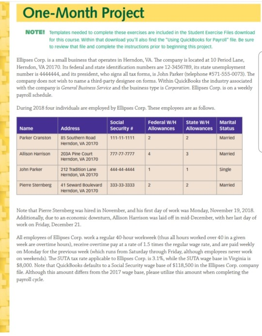 One-Month Project NOTE! Templates needed to complete | Chegg.com