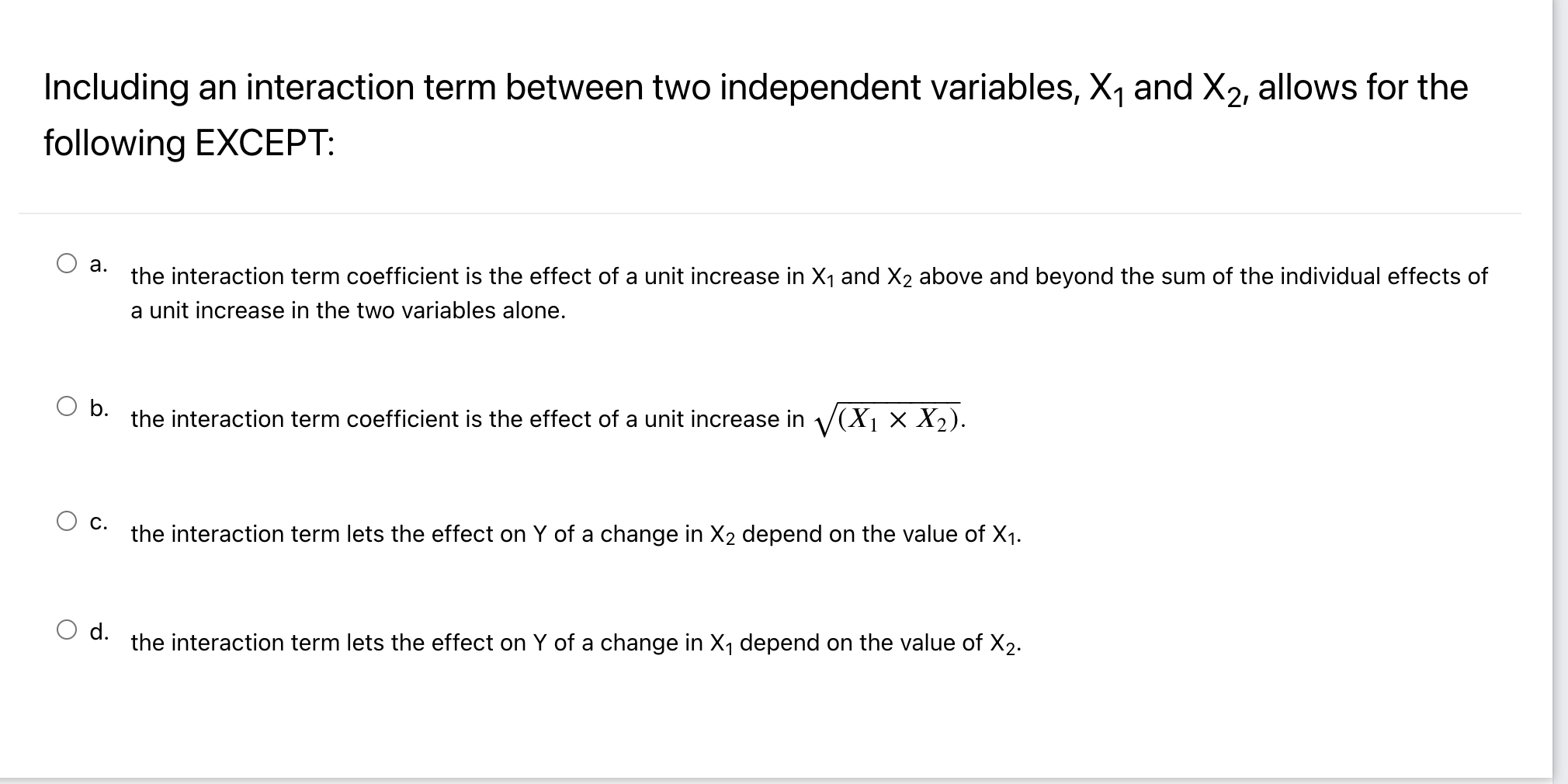 Solved Including An Interaction Term Between Two Independent 