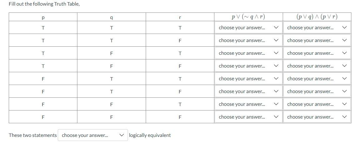 Solved Fill out the following Truth Table, | Chegg.com