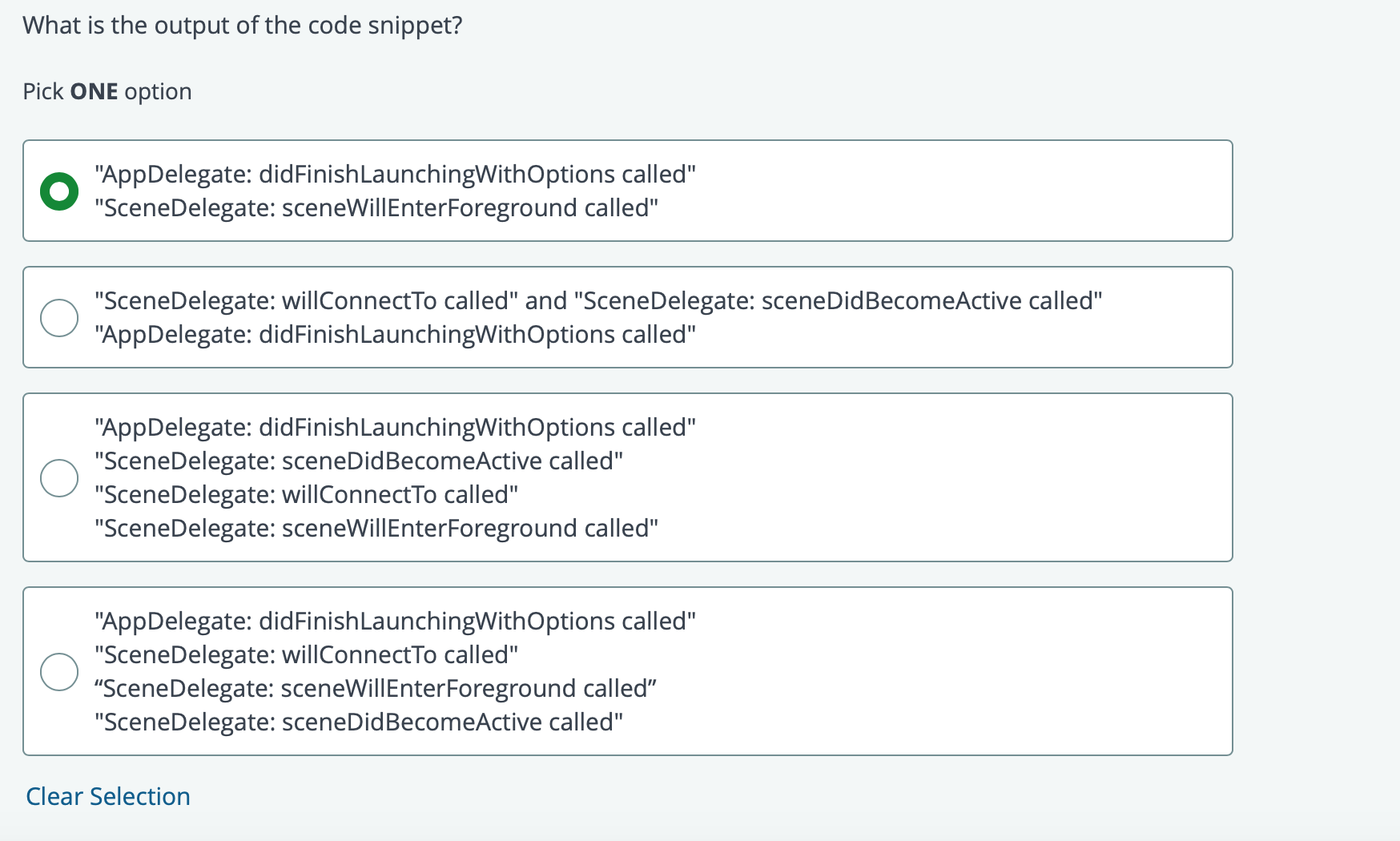 What is the output of the code snippet?Pick ONE | Chegg.com