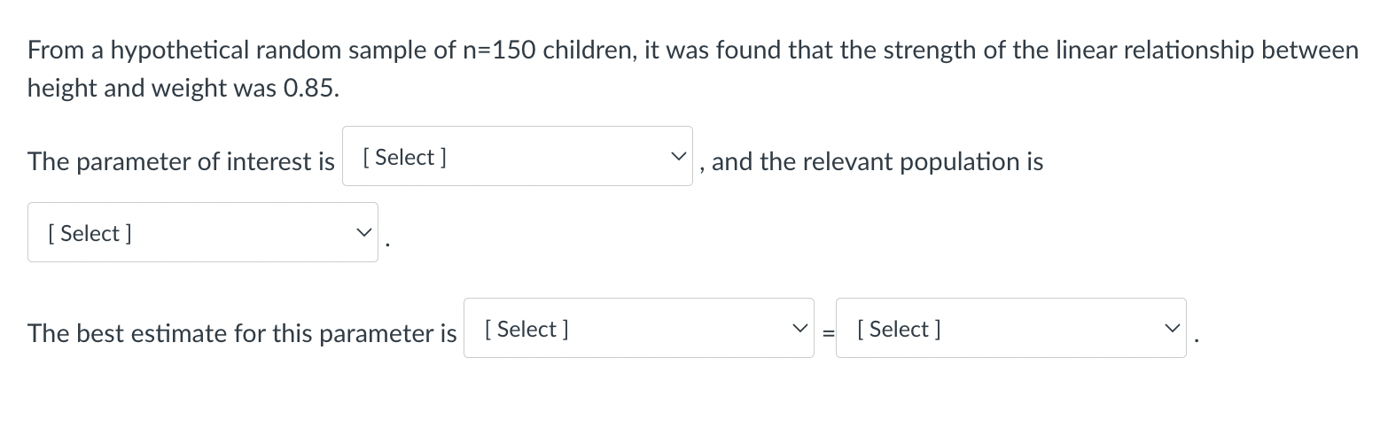 Solved From a hypothetical random sample of n=150 children, | Chegg.com
