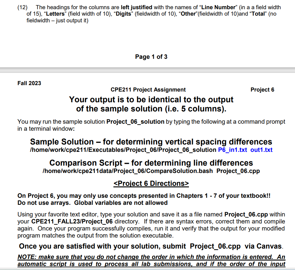 Solved (12) The headings for the columns are left justified | Chegg.com