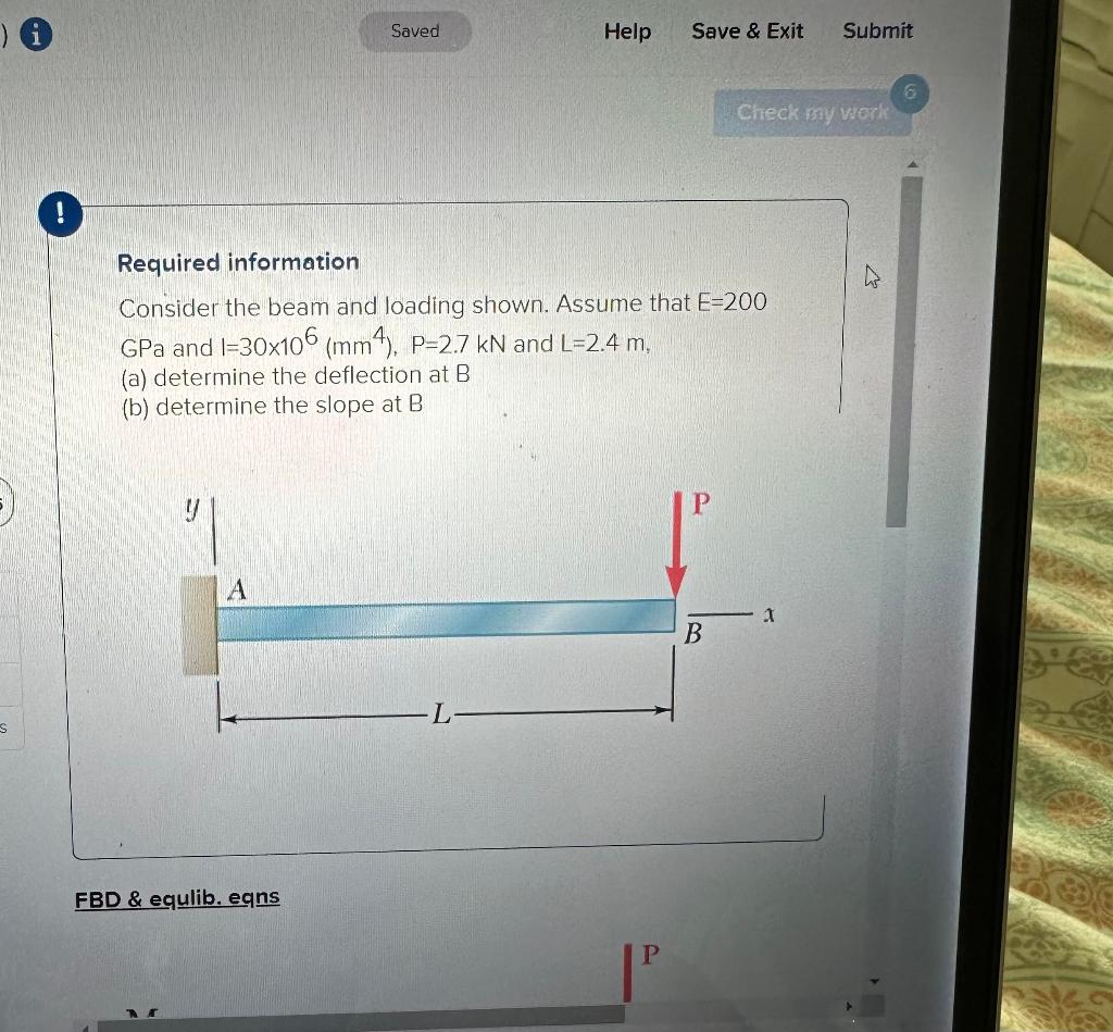 Solved Required information Consider the beam and loading | Chegg.com