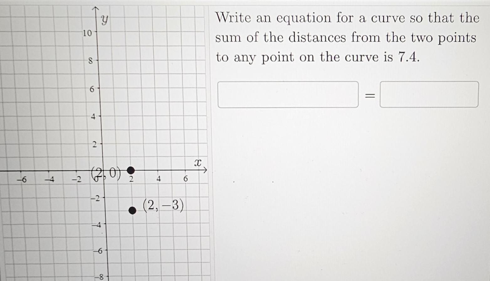 Solved Write an equation for a curve so that the sum of the | Chegg.com