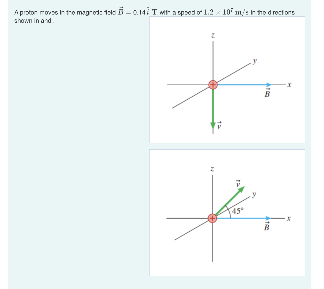 Solved A proton moves in the magnetic field B=0.14i^ T with | Chegg.com