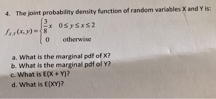 Solved The joint probability density function of random | Chegg.com