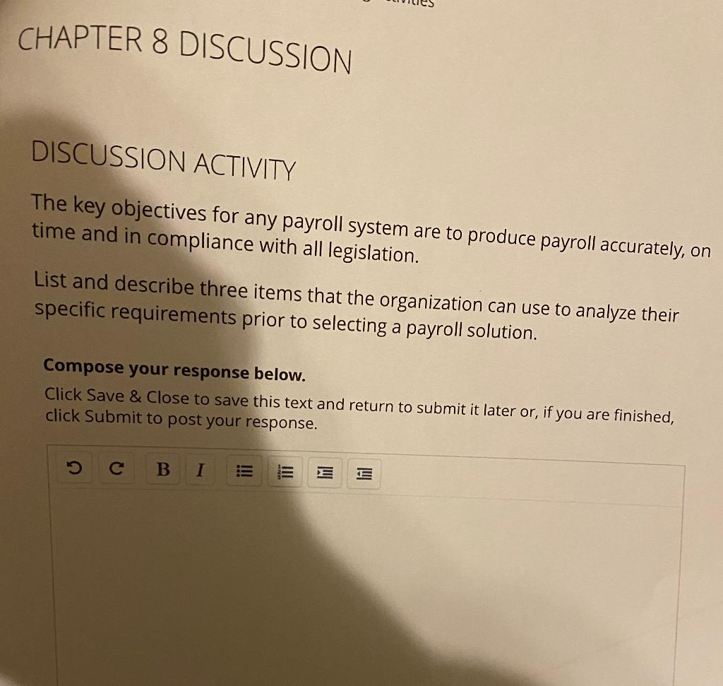 Solved CHAPTER 6 DISCUSSION DISCUSSION ACTIVITY Employees in | Chegg.com