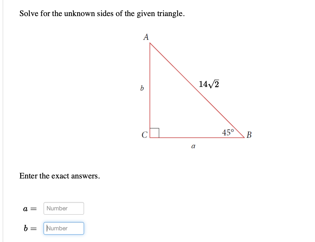 Solved Solve for the unknown sides of the given triangle. | Chegg.com