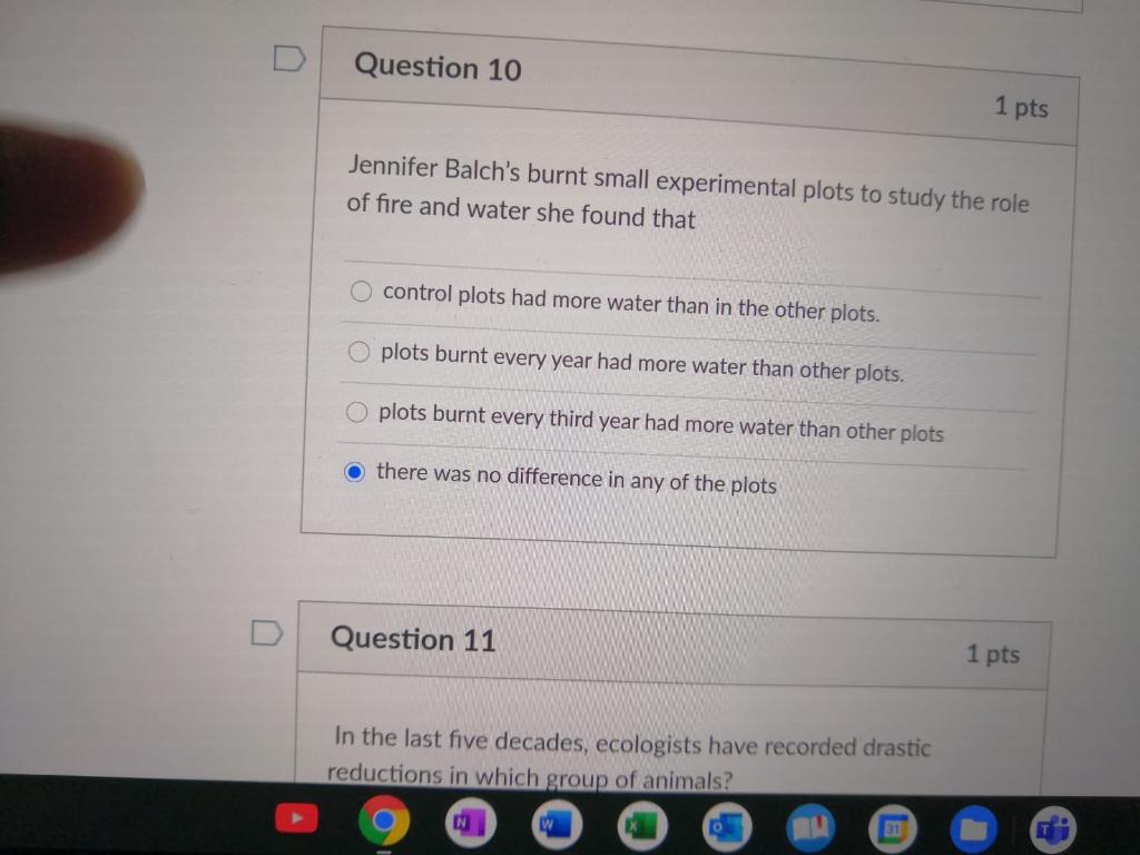 Solved Question 10 1 pts Jennifer Balch's burnt small | Chegg.com