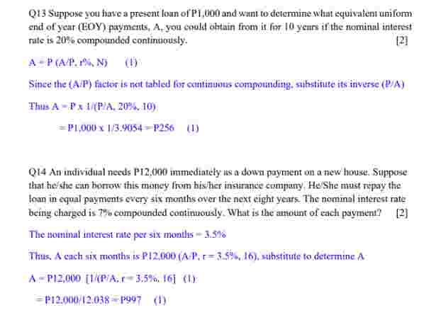 Solved Q13 ﻿Suppose you have a present foan of P1,000 ﻿and | Chegg.com