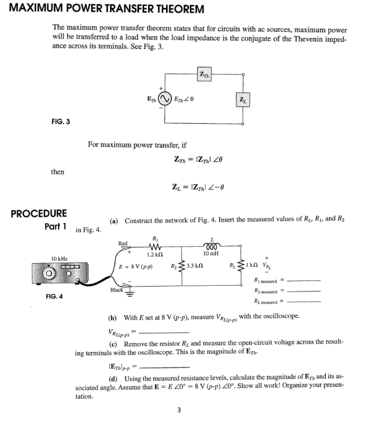 Solved MAXIMUM POWER TRANSFER THEOREM The maximum power | Chegg.com