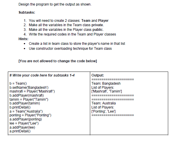Solved Please solve this code in python3 paste with proper | Chegg.com
