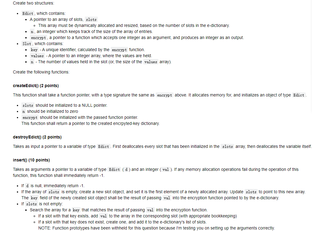 Solved Create two structures: • Edict, which contains: • A | Chegg.com