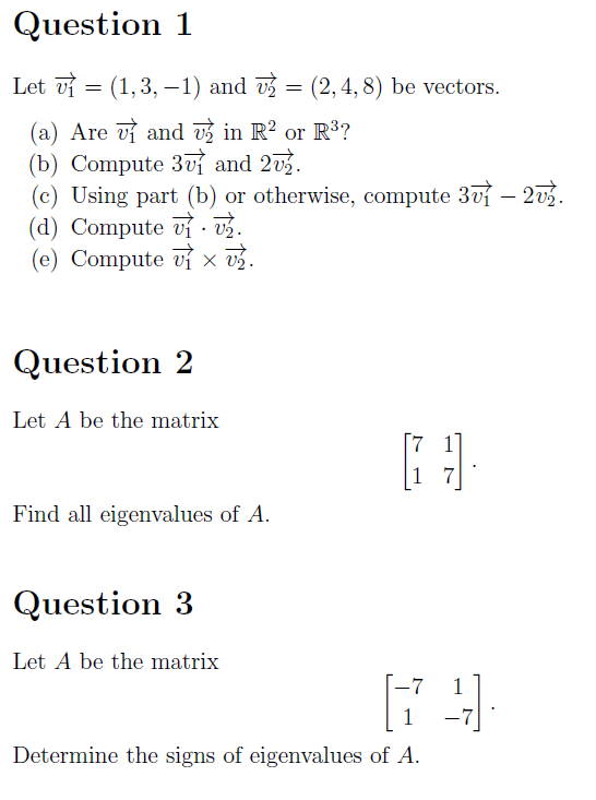 Solved Let v1=(1,3,−1) and v2=(2,4,8) be vectors. (a) Are v1 | Chegg.com