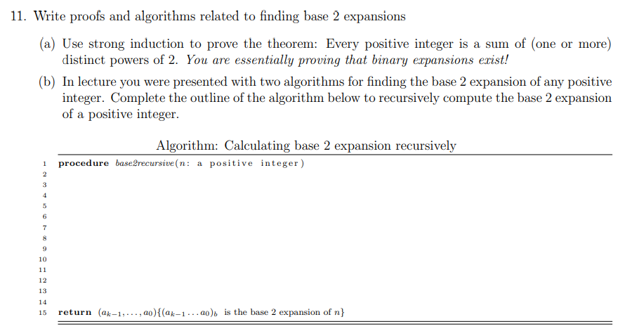 Solved 11. Write proofs and algorithms related to finding | Chegg.com