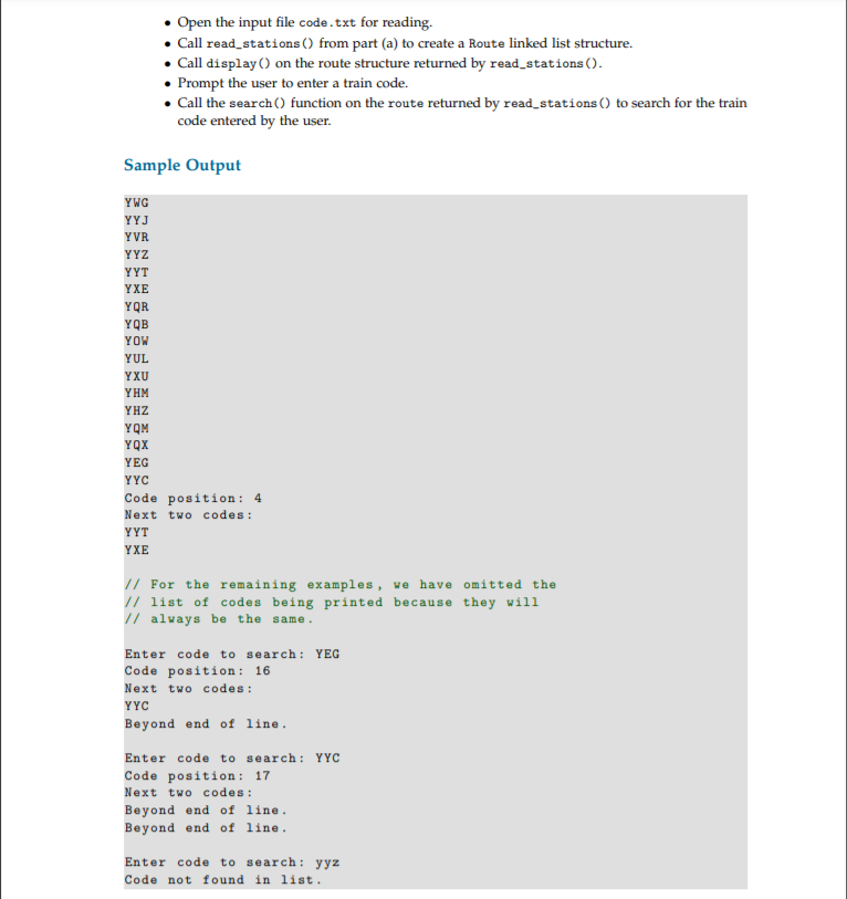 Solved Code.txt YYC YEG YQX YQM YHZ YHM YXU YUL YOW YQB YQR | Chegg.com