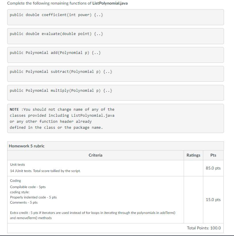 PolynomialTerm.java: public class PolynomialTerm { | Chegg.com