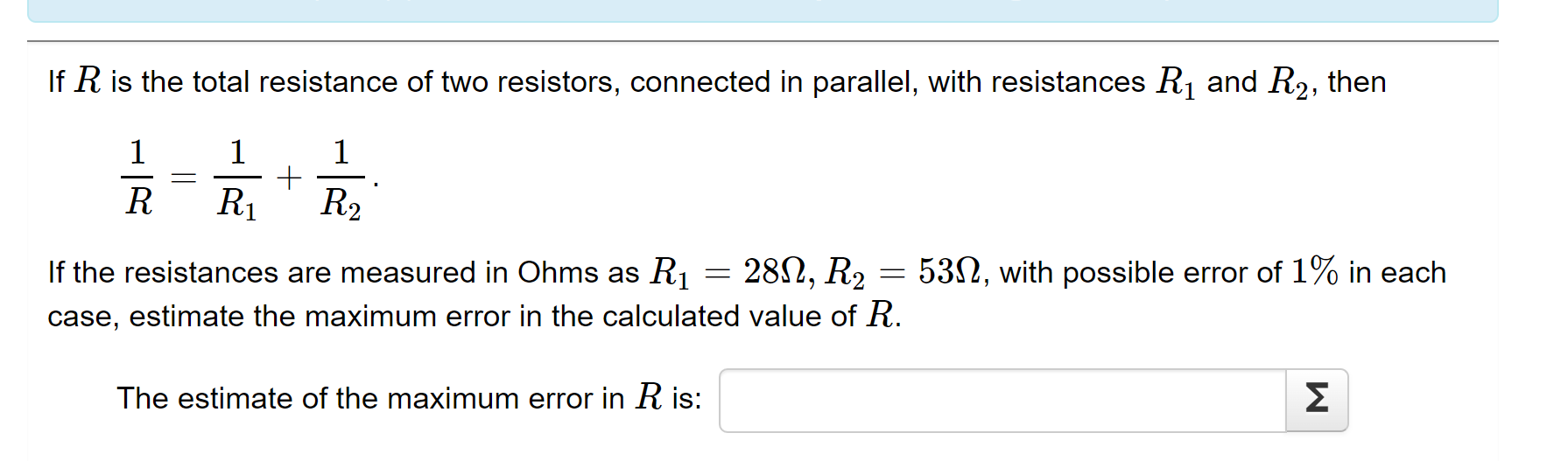 Solved If R is the total resistance of two resistors, | Chegg.com