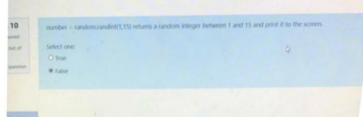 Solved number = ﻿tandomrandint(1,15) ﻿returns a randow | Chegg.com