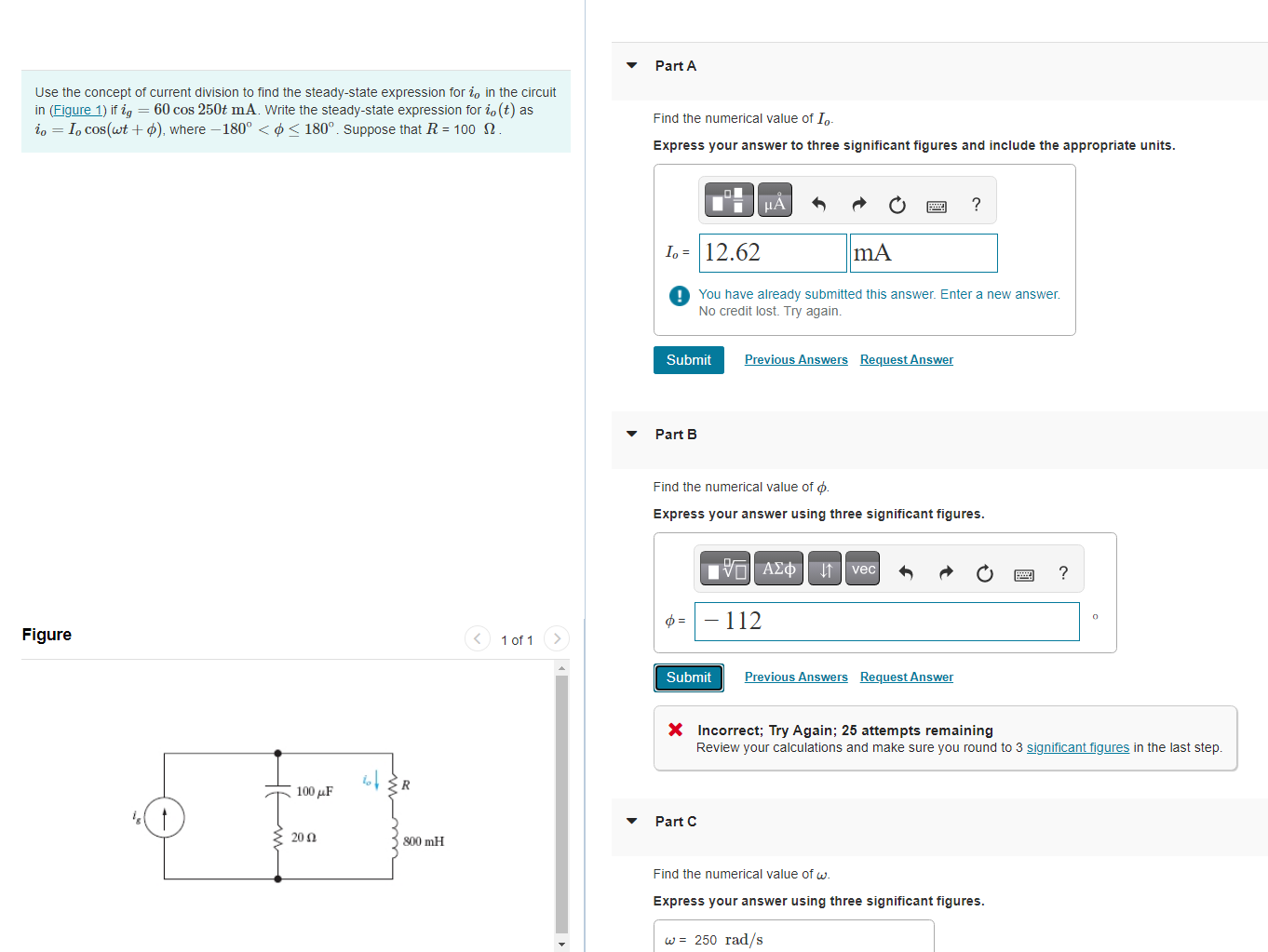 Solved Use the concept of current division to find the | Chegg.com
