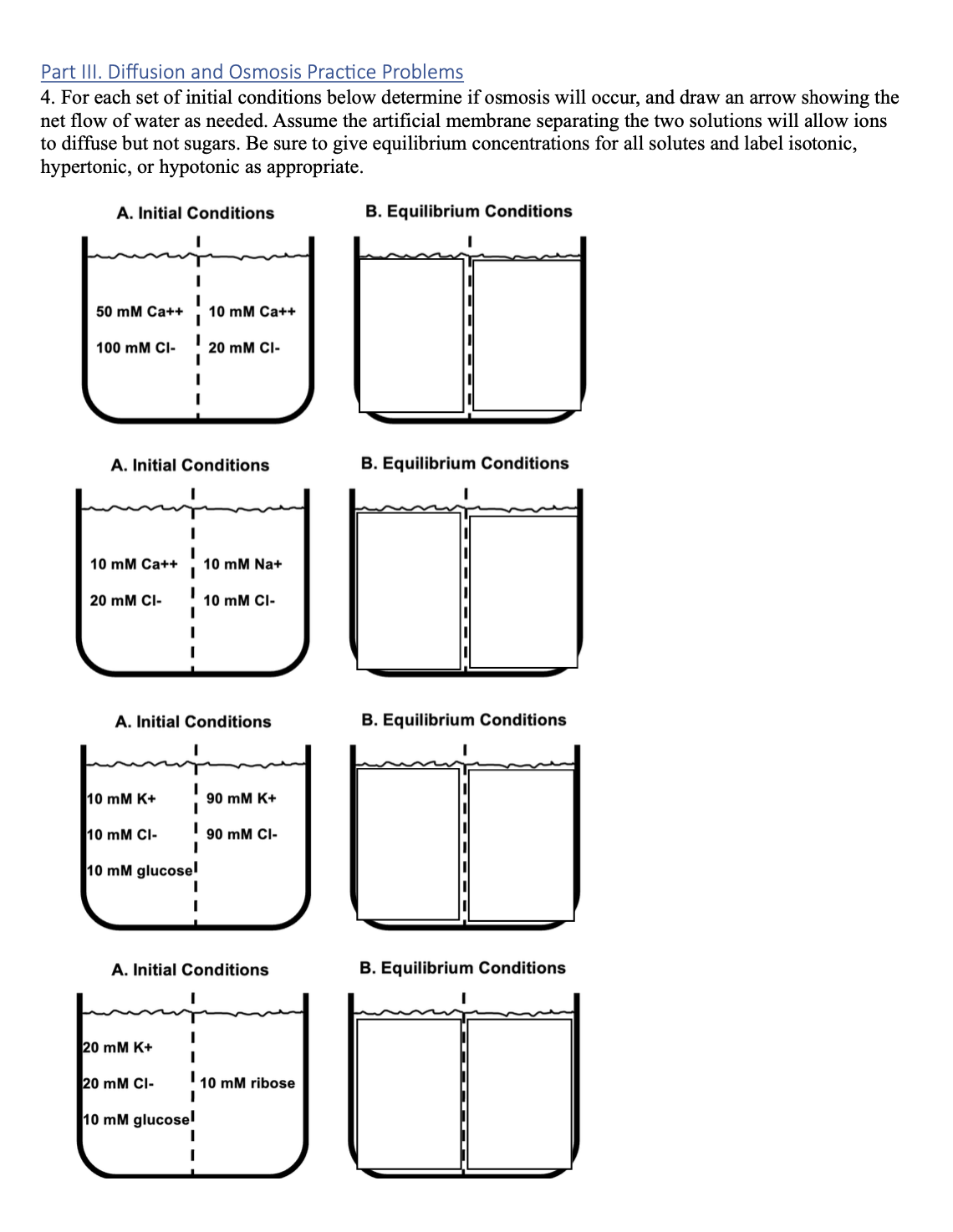 Solved Part III. Diffusion and Osmosis Practice Problems 4. | Chegg.com