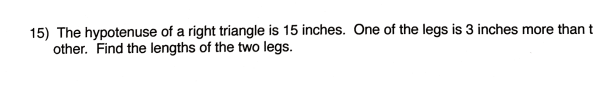 Solved 15 The Hypotenuse Of A Right Triangle Is 15 Inches Chegg
