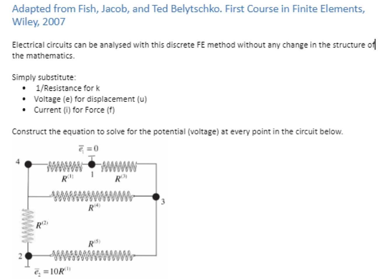 Adapted from Fish, Jacob, and Ted Belytschko. First | Chegg.com