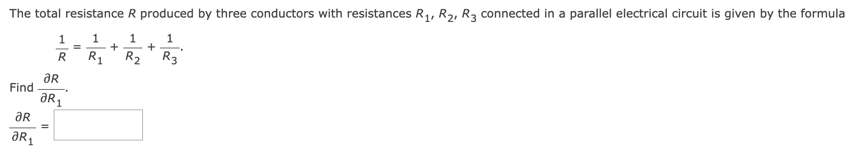 Solved The total resistance R produced by three conductors | Chegg.com