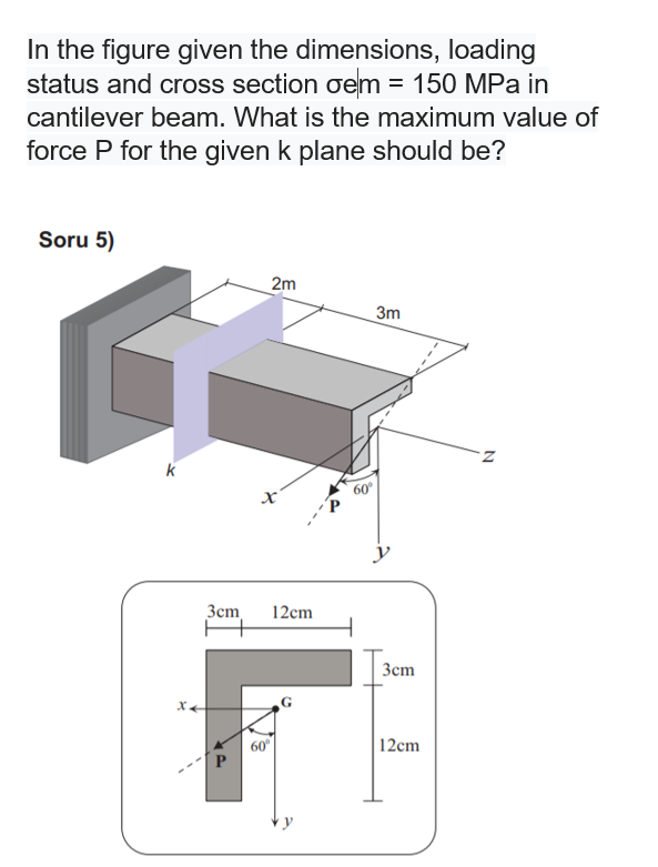 Solved In the figure given the dimensions, loading status | Chegg.com