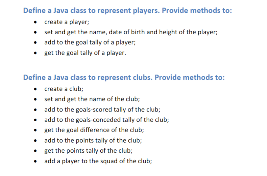 Solved Define a Java class to represent players. Provide | Chegg.com