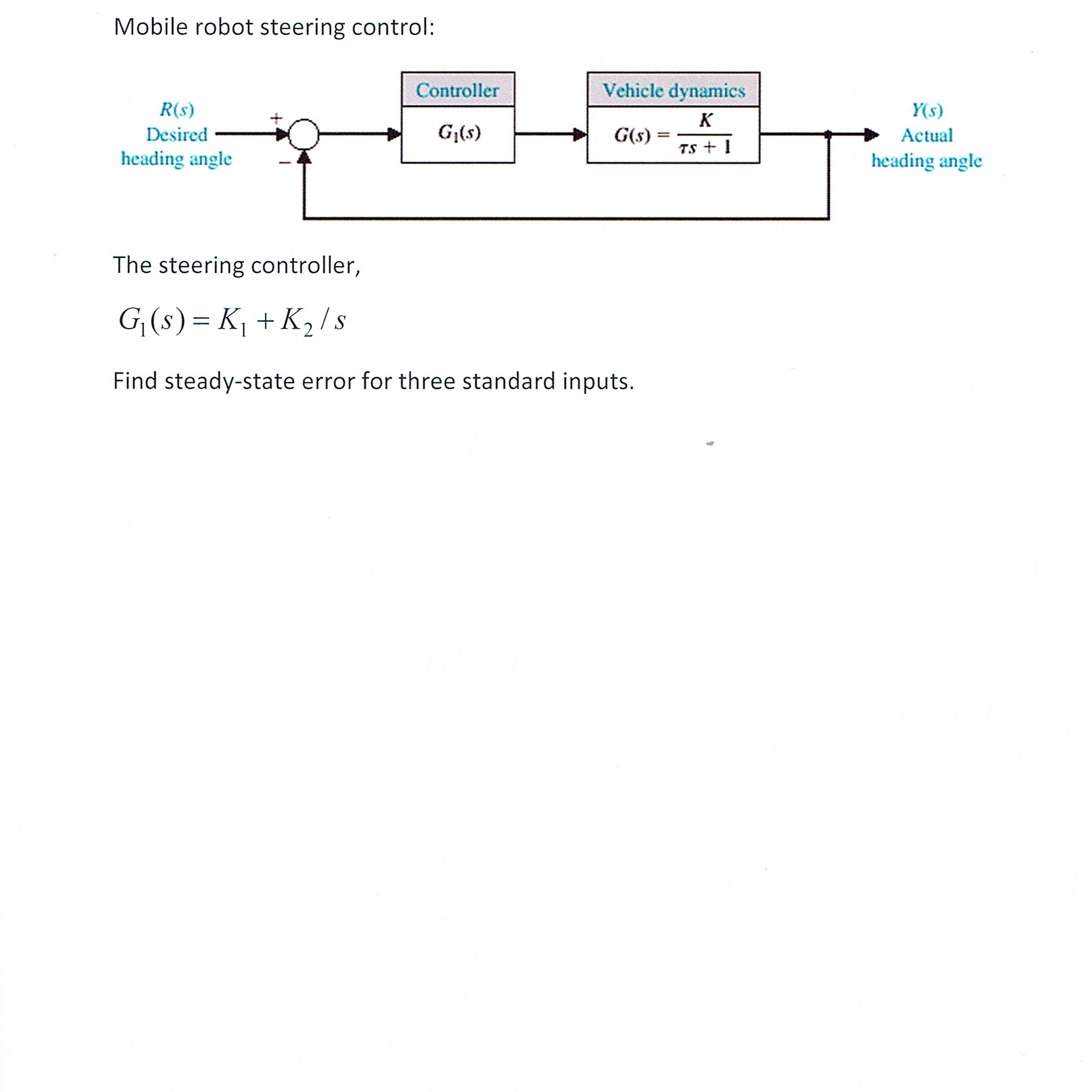 Solved Mobile robot steering control: The steering | Chegg.com