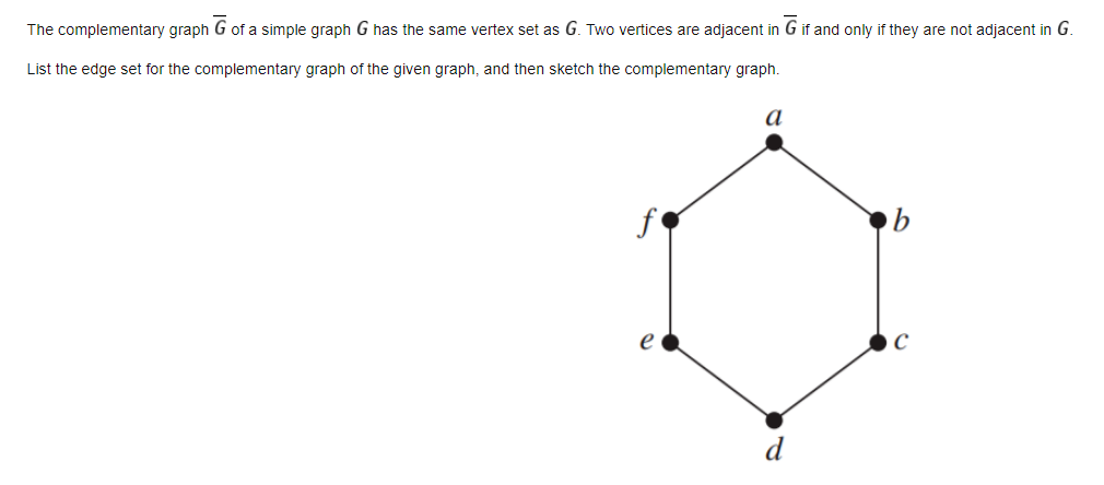 Solved The complementary graph G of a simple graph G has the | Chegg.com
