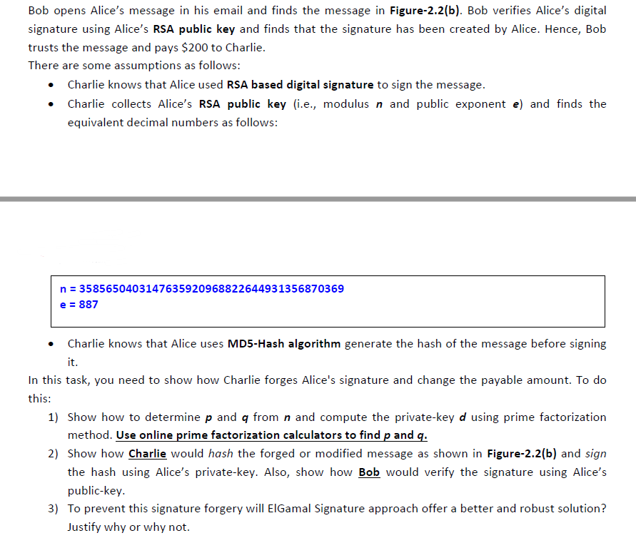 Forging Digital Signature The working procedure of | Chegg.com